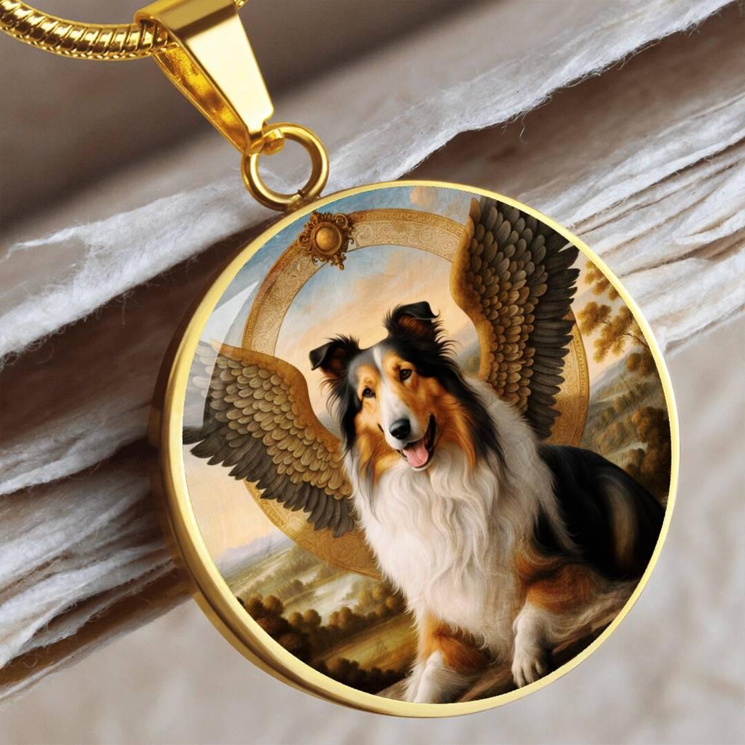 Rough Collie Angel Pendant – Sable Dog Memorial Necklace – Custom Pet ...