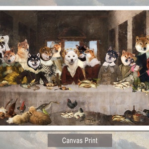 Shiba Inu Artwork LIMITED EDITION Dog Last Supper Art, Canvas Gallery ...