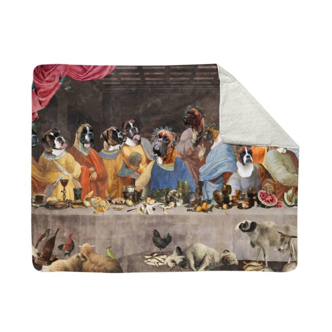 Boxer Dog, Last Supper Blanket for Dog Mom & Dad Gifts, Tapestry for ...