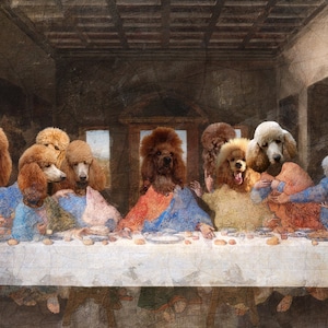 Standard Poodle Last Supper Art by Leonardo Da Vinci, Apricot Poodle ...