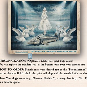 Borzoi Balletcore Aesthetic Swan Lake Art, Personalized Gift for Her ...