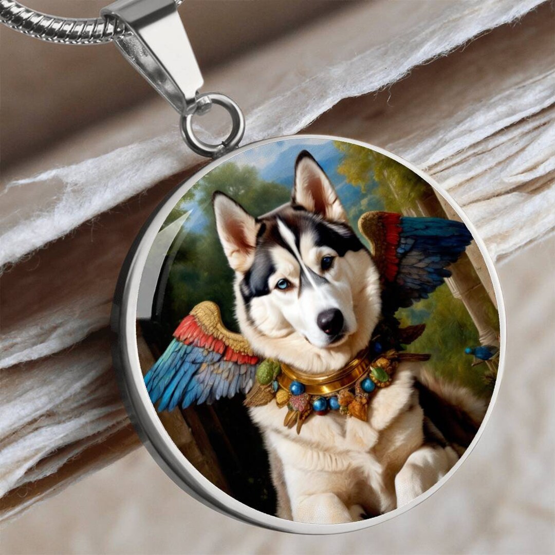 Siberian Husky Angel Art Pendant: Custom Dog Memorial Necklace - Etsy