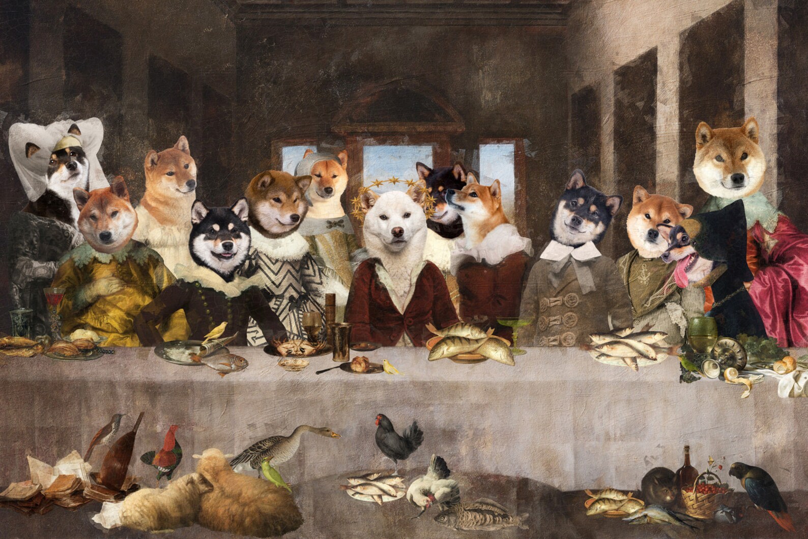 Shiba Inu Last Supper Art: Renaissance Dog Canvas Gallery Wrap ...