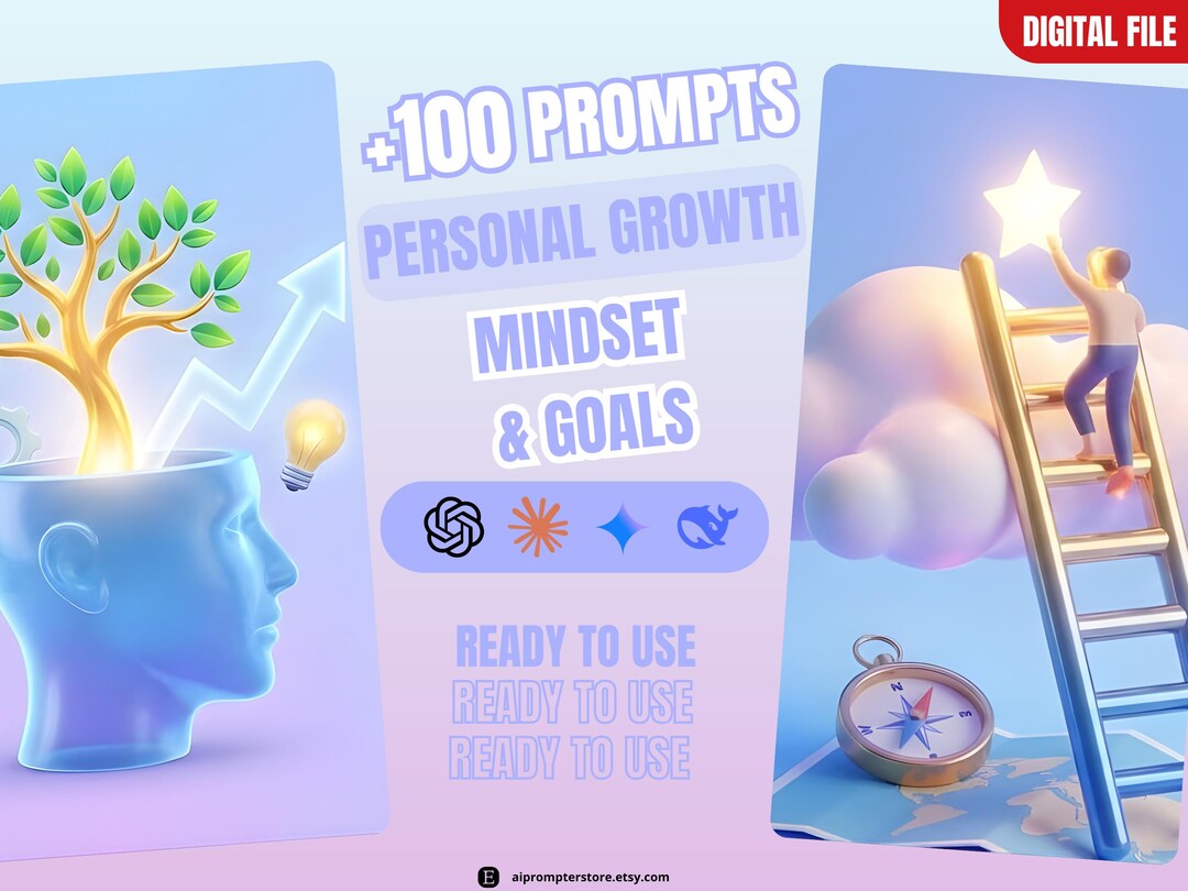 100 Personal Growth Prompts – Mindset, Habits, Goals & Self-improvement ...