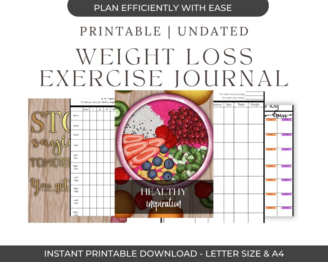 Healthy Eating Journal Printable | Food Log, Meal Planner (instant ...