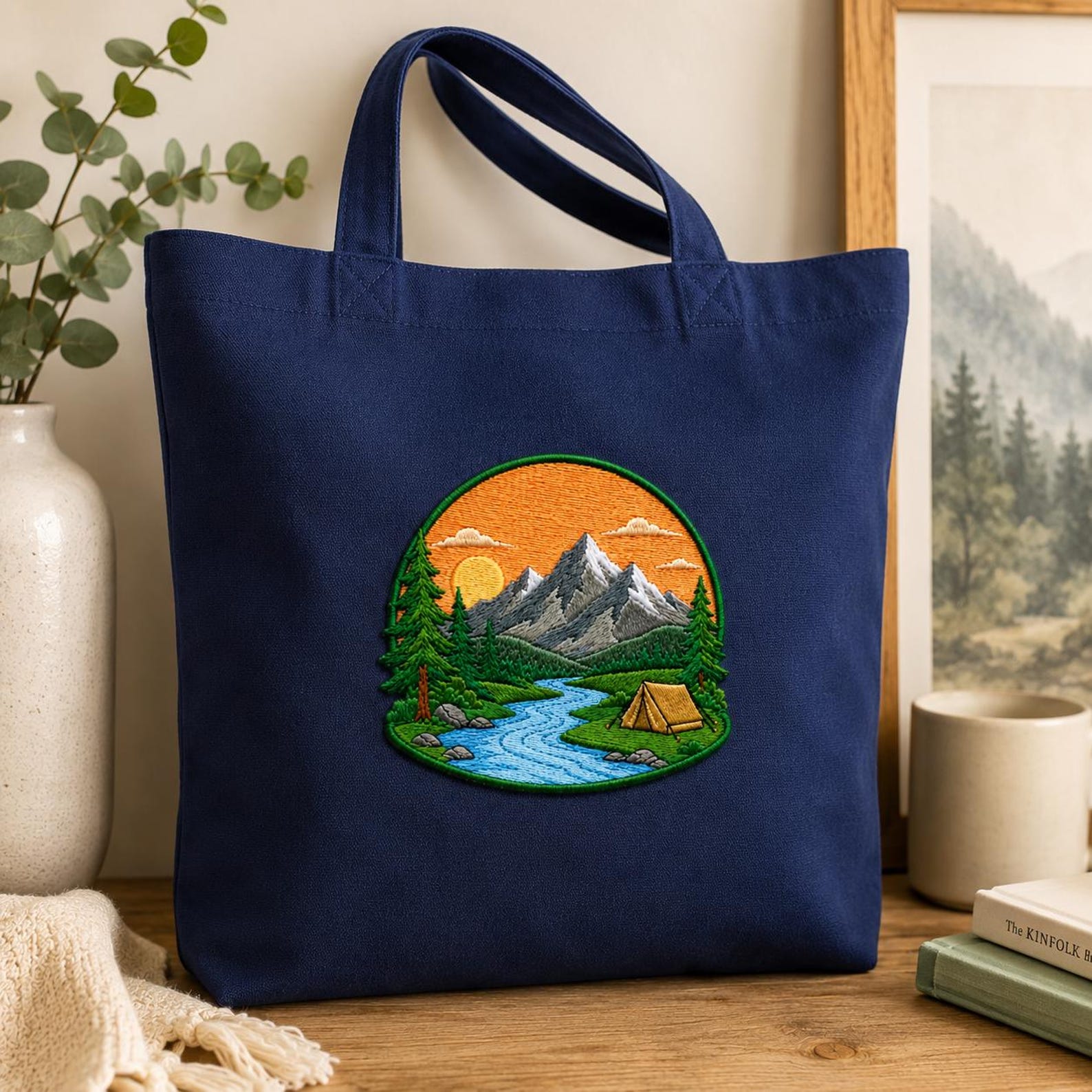Mountain Landscape Embroidery Design, Camping Nature Embroidery File ...