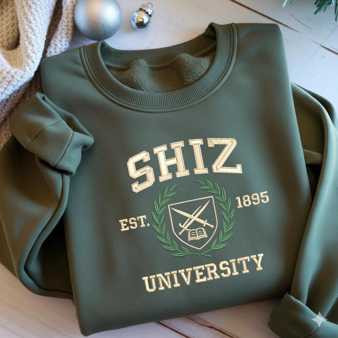 SHIZ University Embroidery Design, Academic Crest Laurel Sword Emblem ...