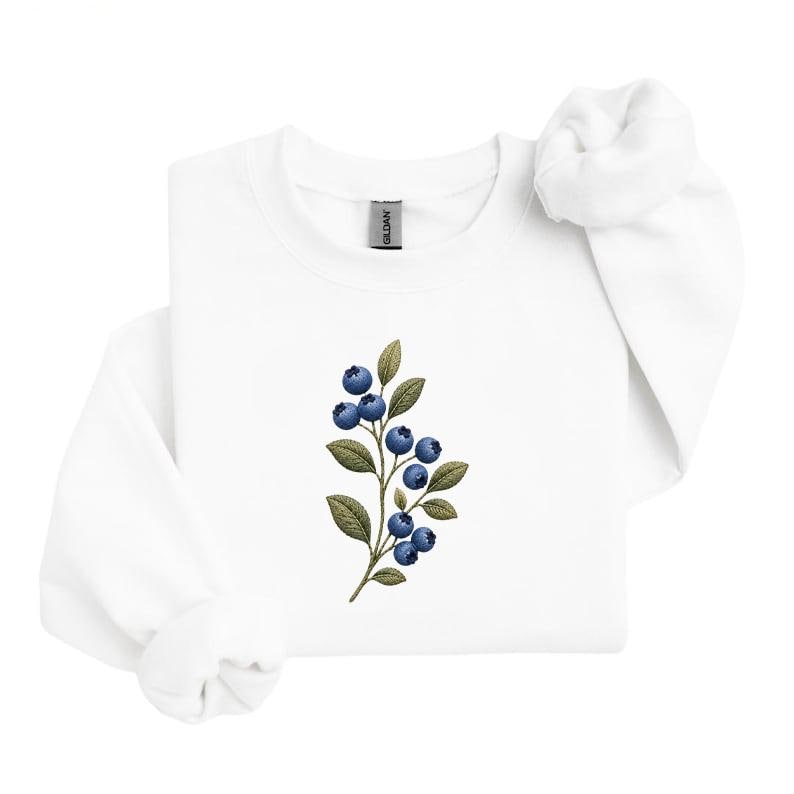 Blueberry Branch Embroidery Design, Botanical Blueberry Embroidery ...