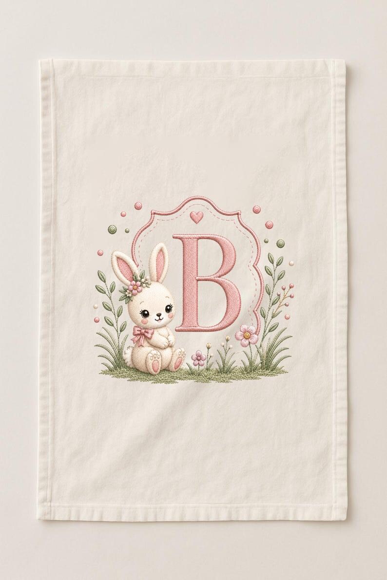 Custom Bunny Monogram Embroidery Design, Personalized Baby Name Letter ...