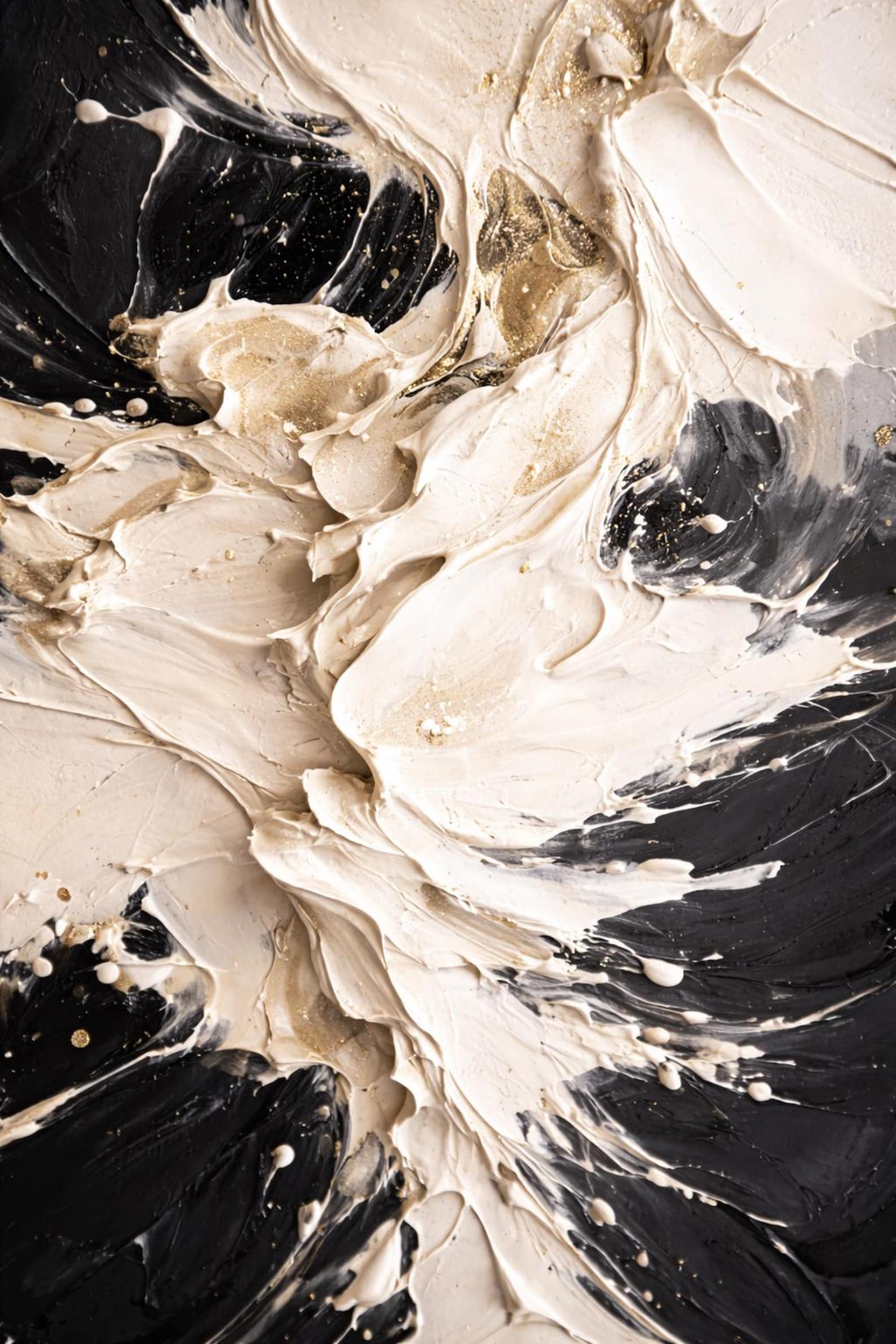Modern Abstract Wall Art Print – Luxury Neutral Cream & Black Textured ...