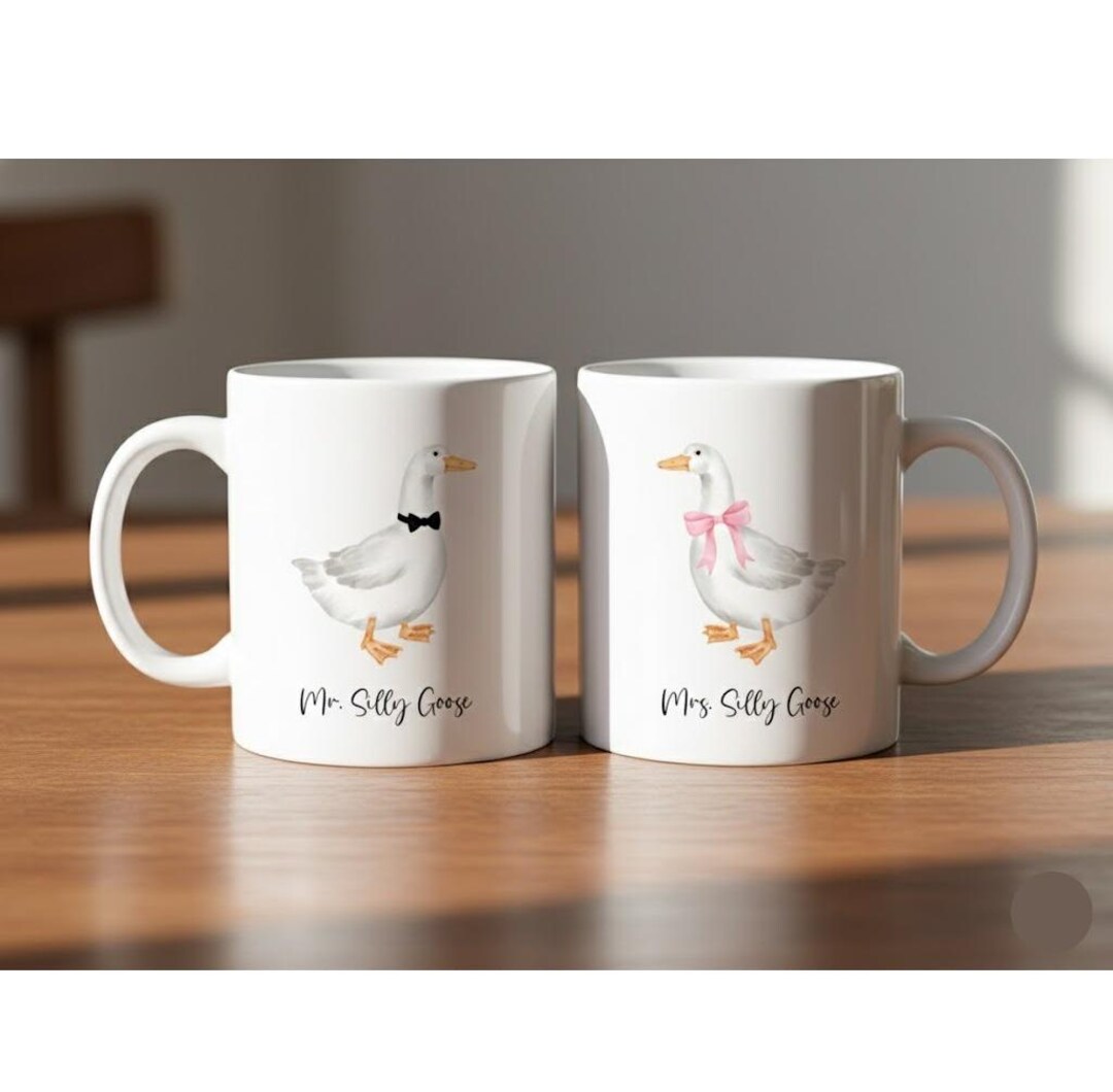 Mr & Mrs Silly Goose Mug Funny Couple Coffee Cups for Engagement or ...