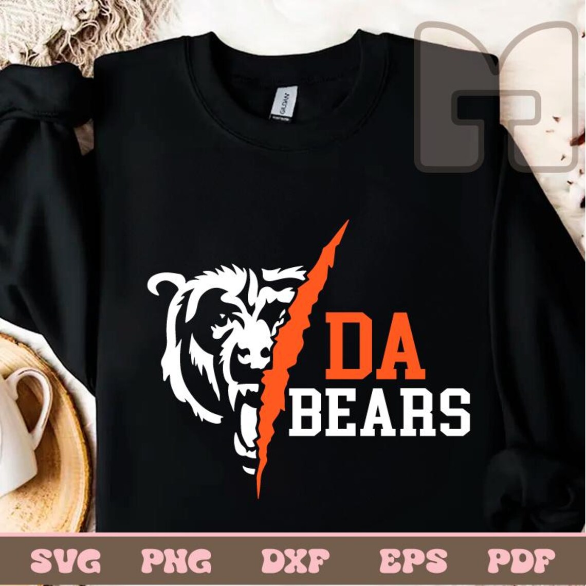 DA Bears Svg Png, Vintage Chicago Bear Svg , Urban Bear Art, Retro ...