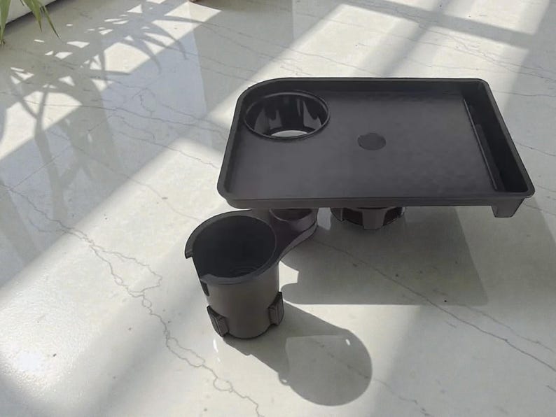 Car Cup Holder Tray | Center Console Food Table | Rotating Snack Drink ...