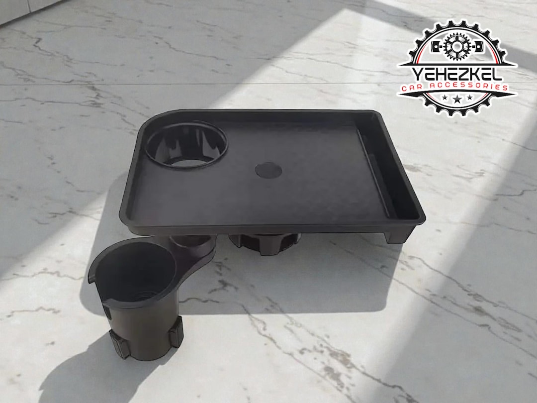 Car Cup Holder Tray | Center Console Food Table | Rotating Snack Drink ...