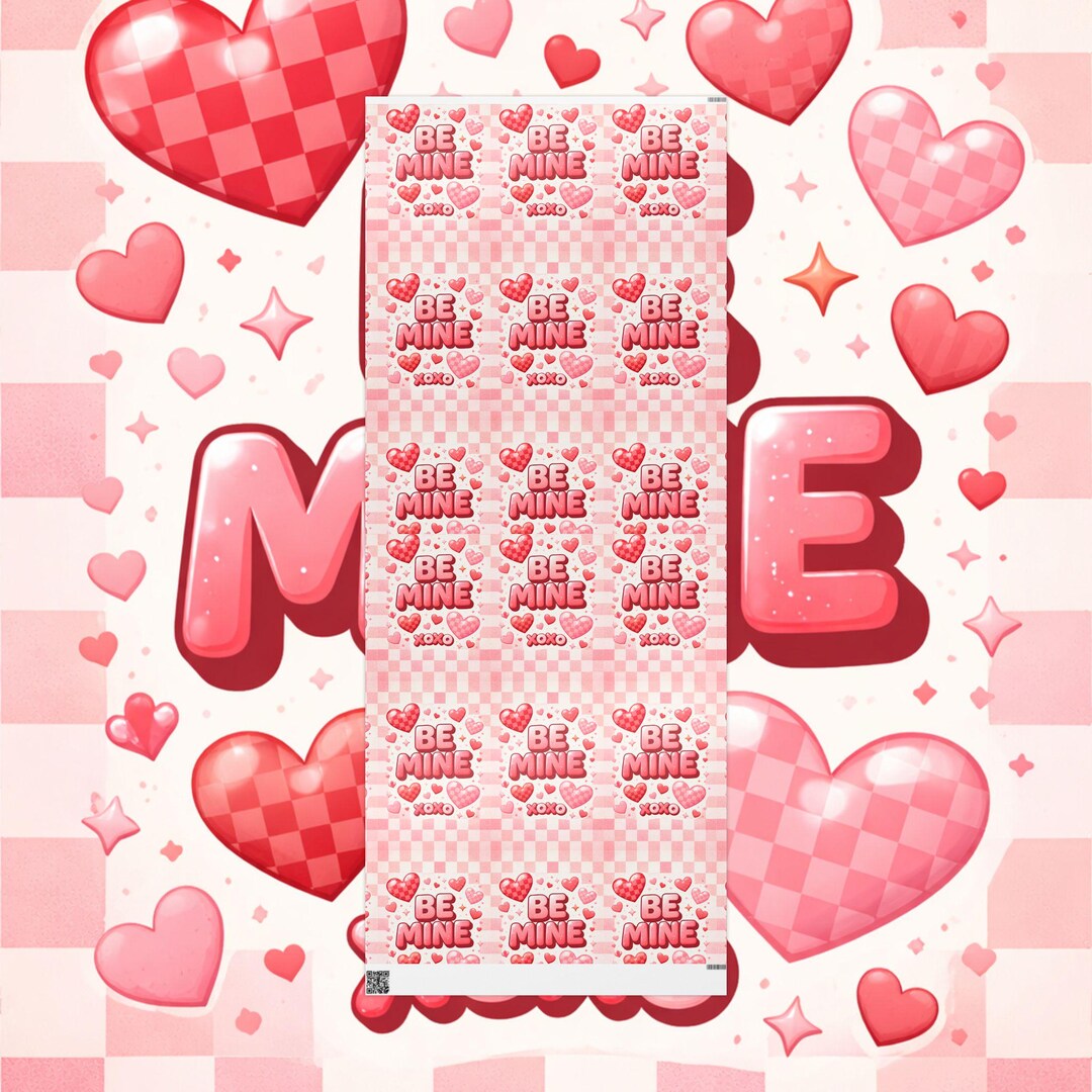 Trendy Valentine Wrapping Paper | Be Mine Gift Wrap | Pink Valentine ...