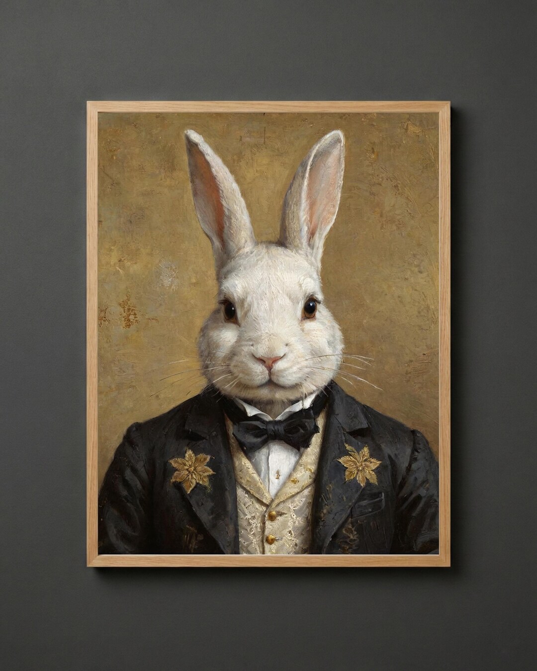 White Rabbit Wall Art Print, Victorian Animal Portrait, Alice in ...