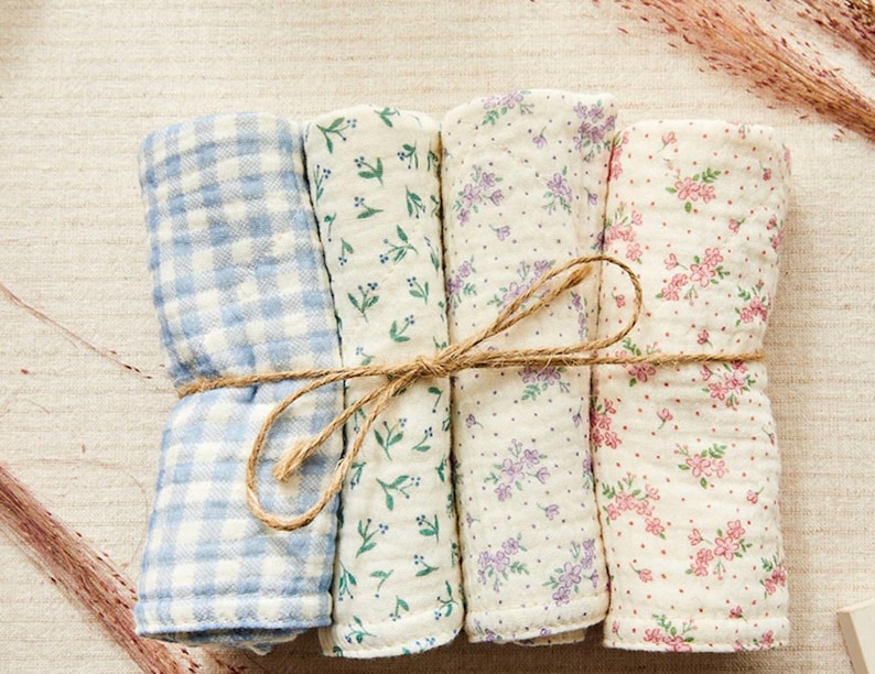 100% Cotton Flower Patten Gauze Dishcloths, Reusable Kitchen Cleaning ...