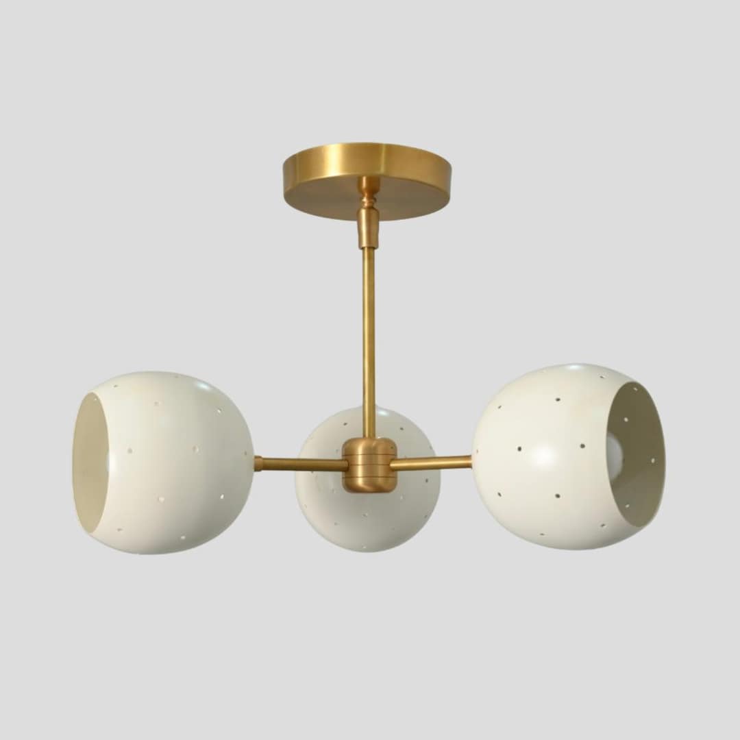 Semi Flush Mount Ceiling Light Fixture Modern Brass Chandelier White ...