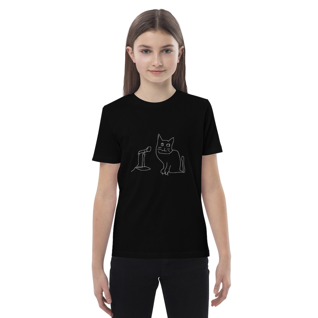 KIDS Black Organic Cotton T-shirt, Melvin on the Mic Big Centered ...