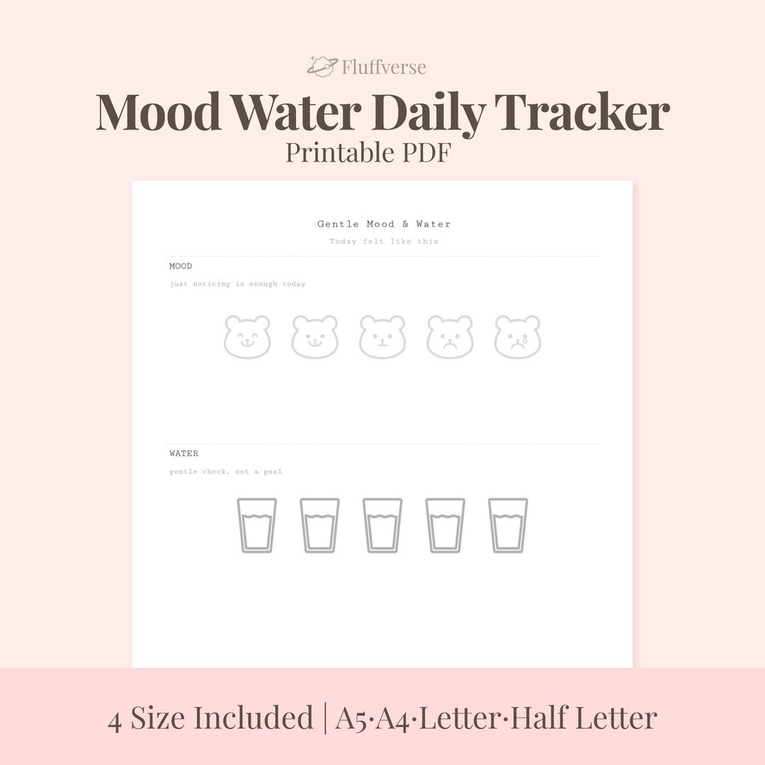Daily Mood Tracker & Water Tracker Printable | Mental Health Planner ...