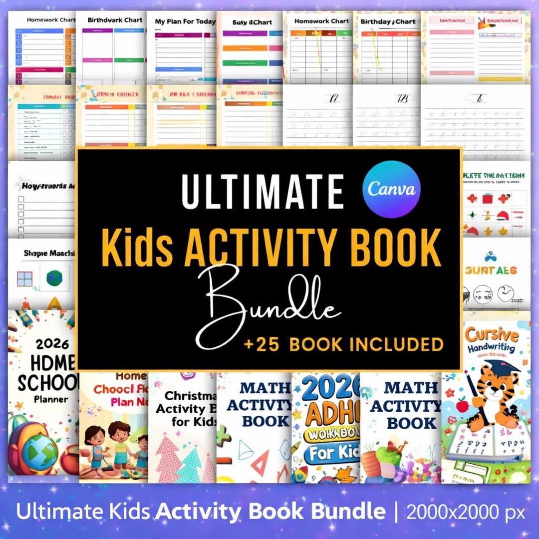 Kids Activity Book Bundle | Educational Canva Templates (printable PDF ...