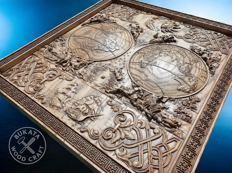 Antique Wooden World Map, Carved Wall Decor (various Sizes) - Etsy