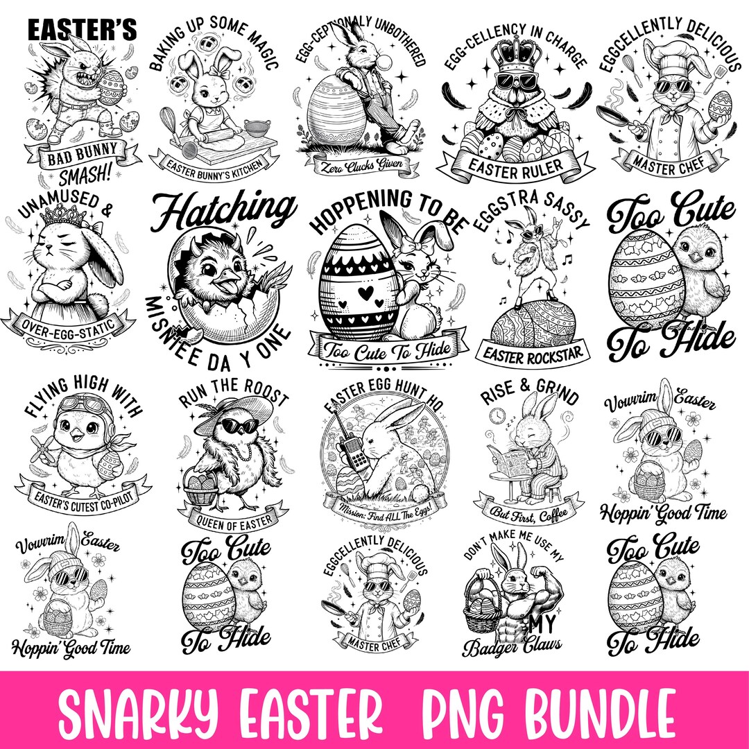 Snarky Easter SVG PNG Bundle | Funny Sarcastic Bunny & Chick Designs ...