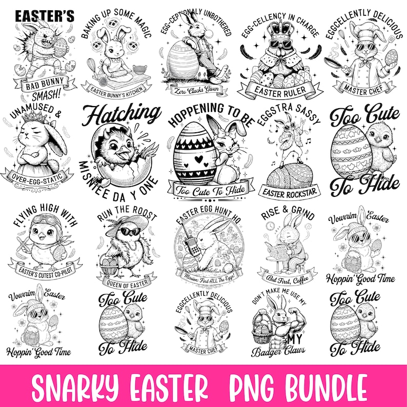 Snarky Easter SVG PNG Bundle | Funny Sarcastic Bunny & Chick Designs ...