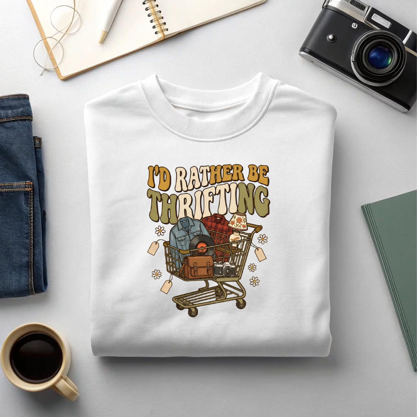 I’d Rather Be Thrifting PNG Bundle, Cute Thrift Quote Designs, Vintage ...