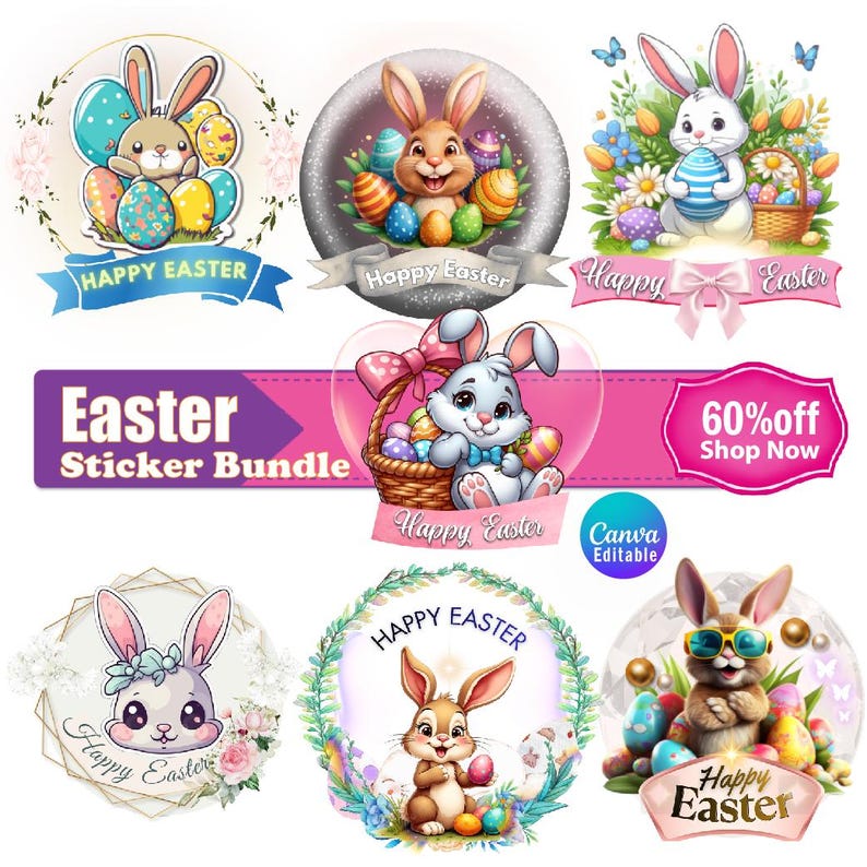 Easter Sticker Bundle,easter Theme Sticker Bundle, Instant Download ...