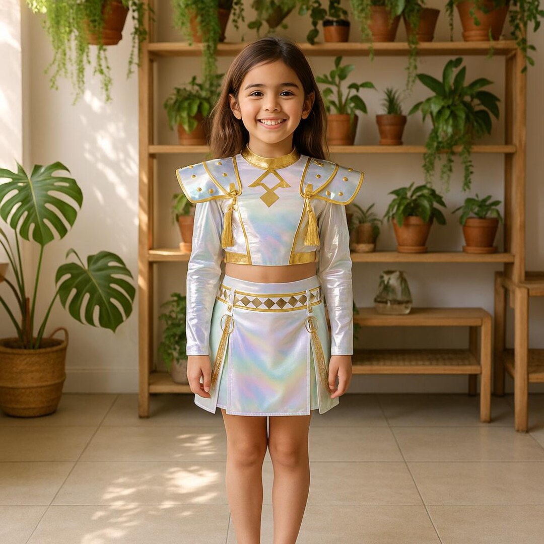 White Kpop Demon Hunter Zoey Inspired Cosplay Costume Set for Kids and ...