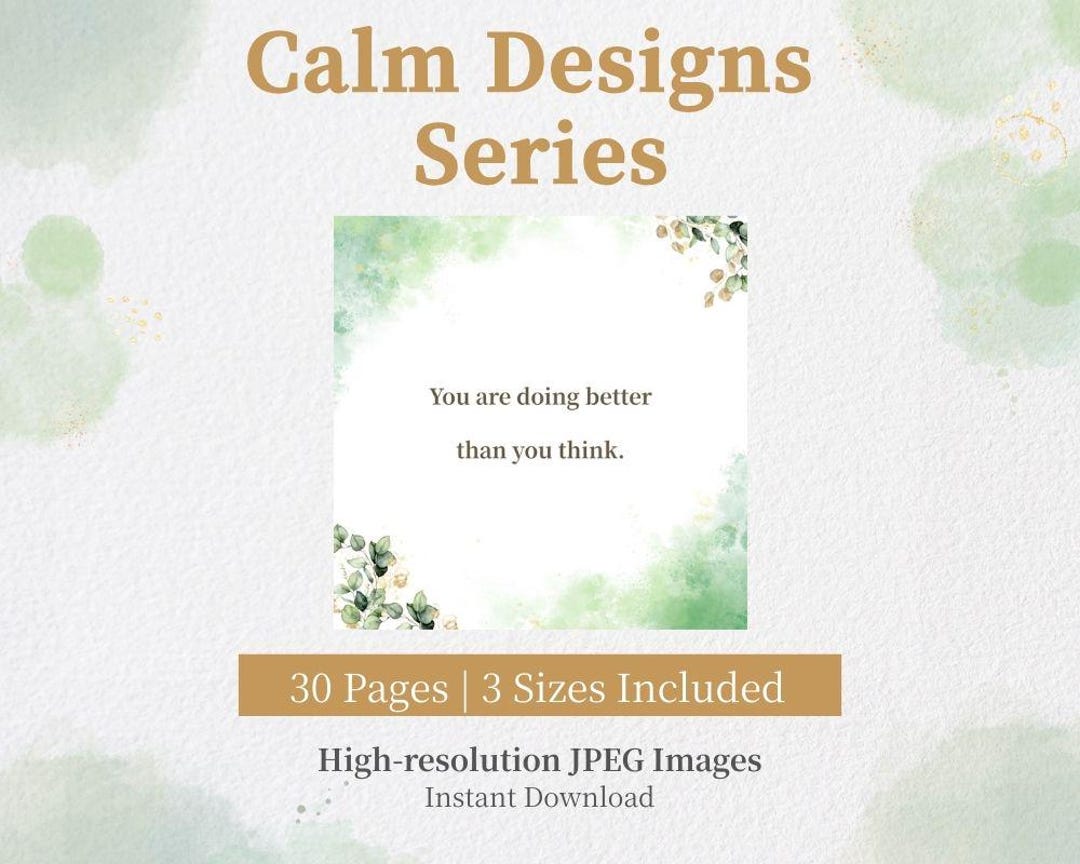 30 Calm Quote Templates – Green 004 | 30-page Full Bundle | 3 Sizes - Etsy