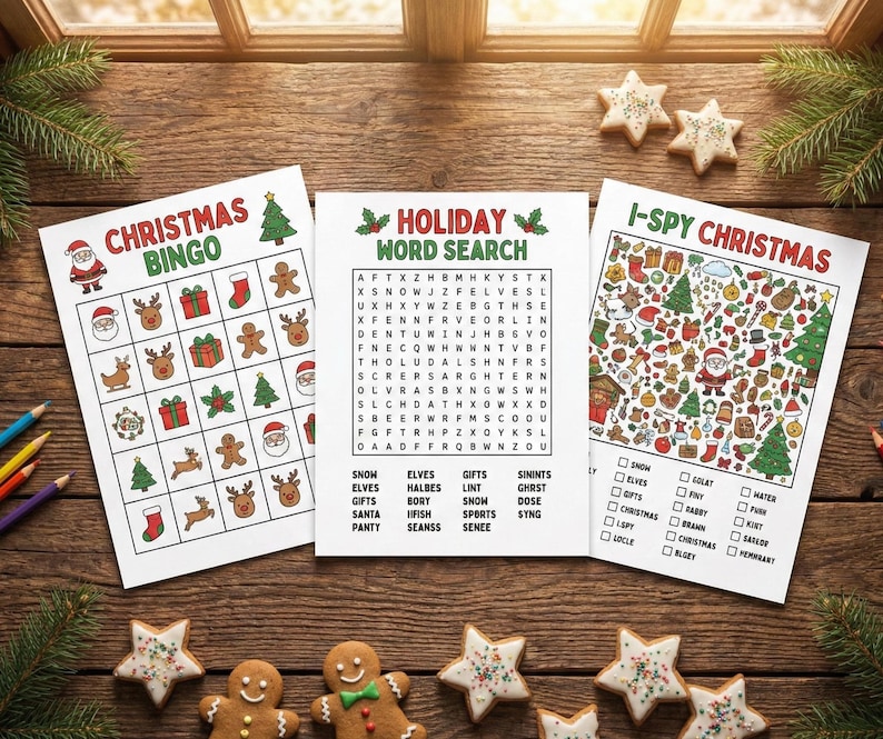 Juegos Navideños Imprimibles / Bingo Infantil, Sopa De Letras, Veo Veo ...