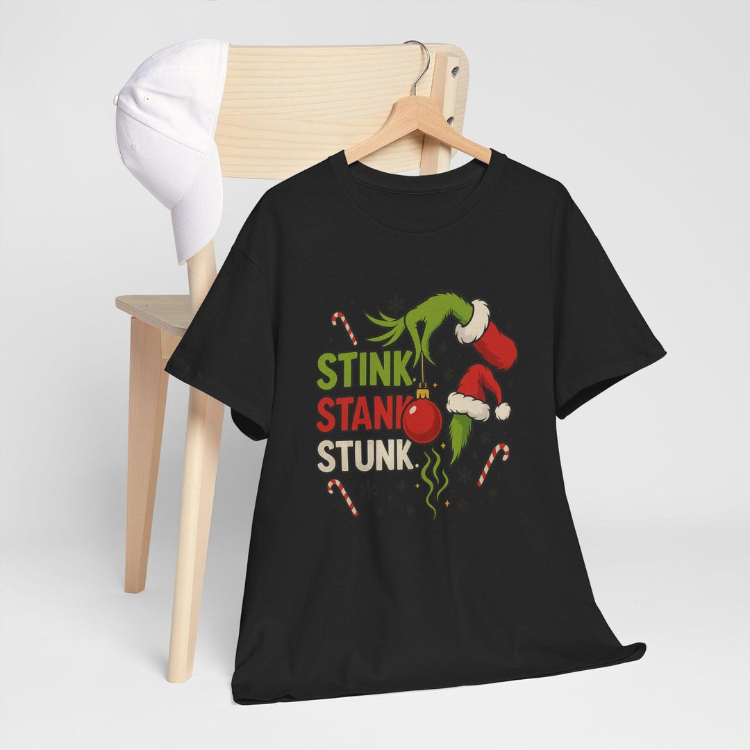 Grinch Santa Hat 'stink, Stank, Stunk' T-shirt | Funny Christmas Tee - Etsy
