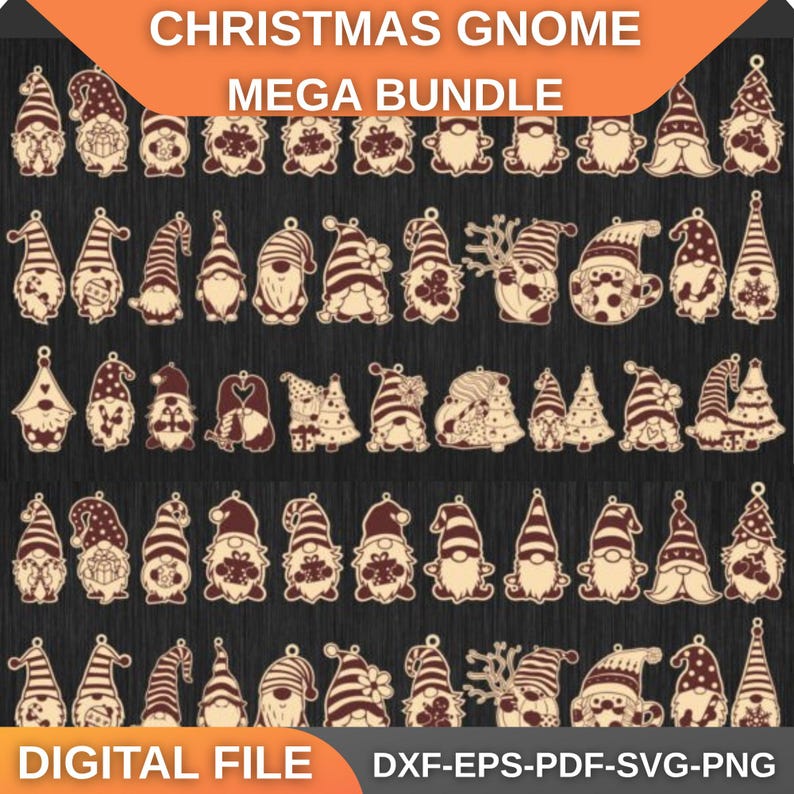 40+ Files Christmas Gnome SVG Bundle, Laser Cut Holiday Gnome Ornaments ...
