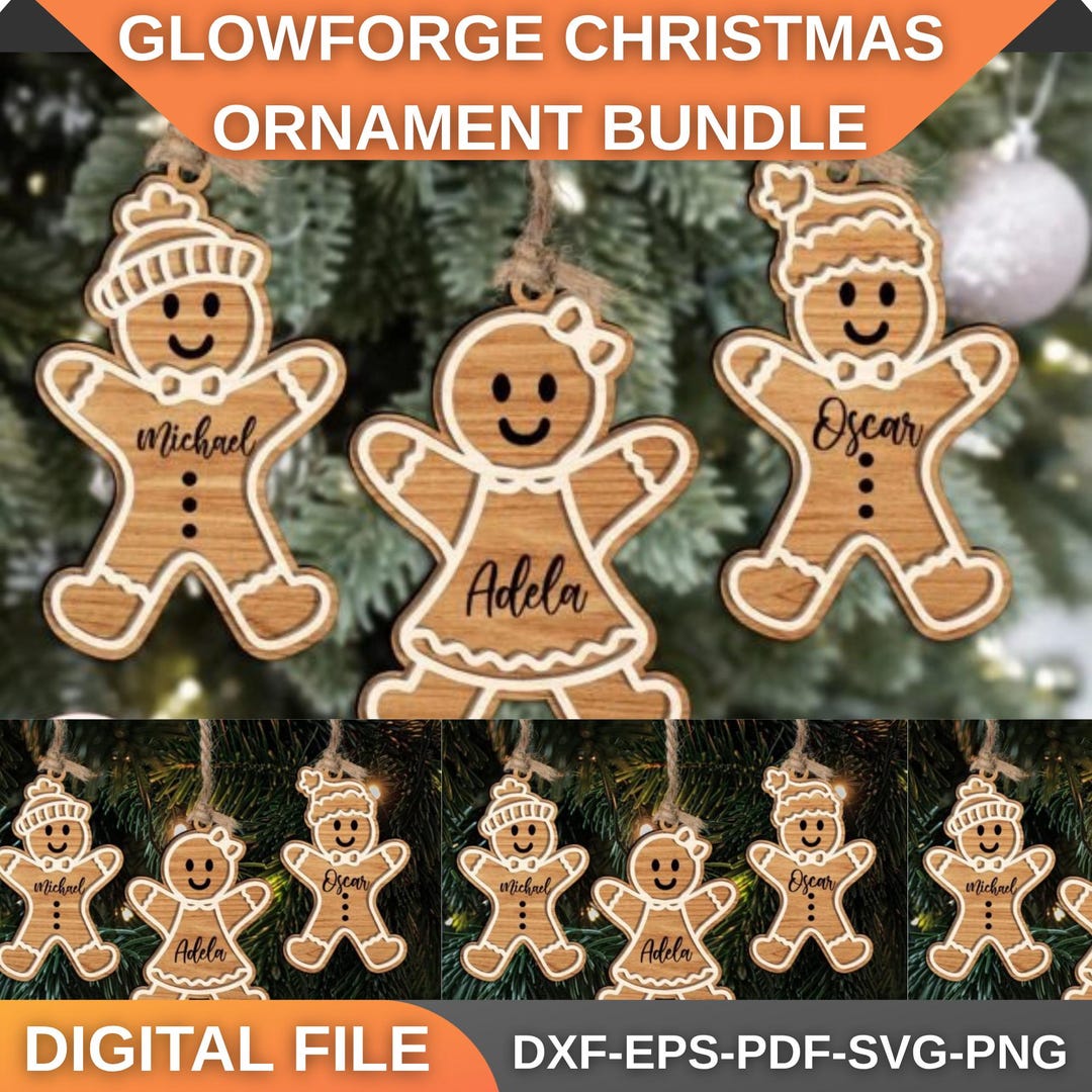 55+ Files Christmas Ornaments Glowforge Mega Bundle, Laser Cut Xmas ...