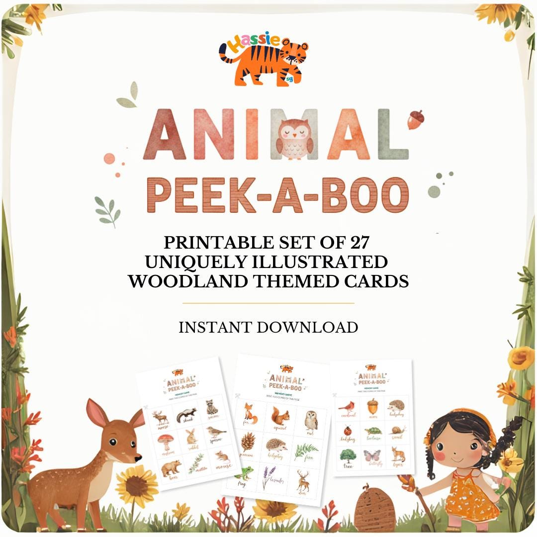 Animal Peek-a-boo Memory Cards | Printable Matching Game | Preschool ...