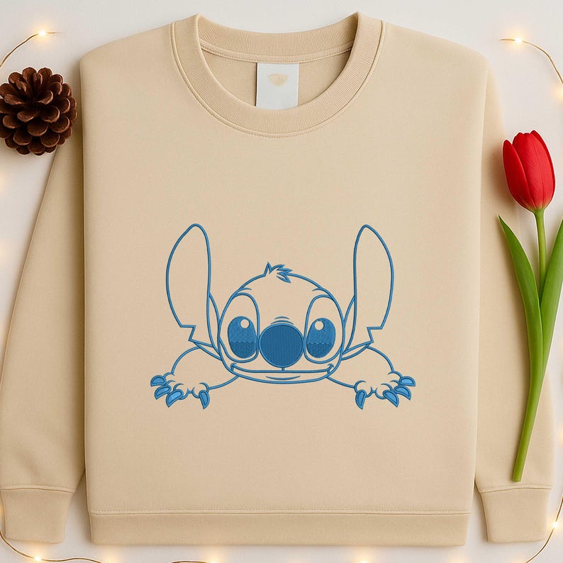 Stitch Outline Embroidery PDF Pattern, Cute Cartoon Hoop Art Template ...
