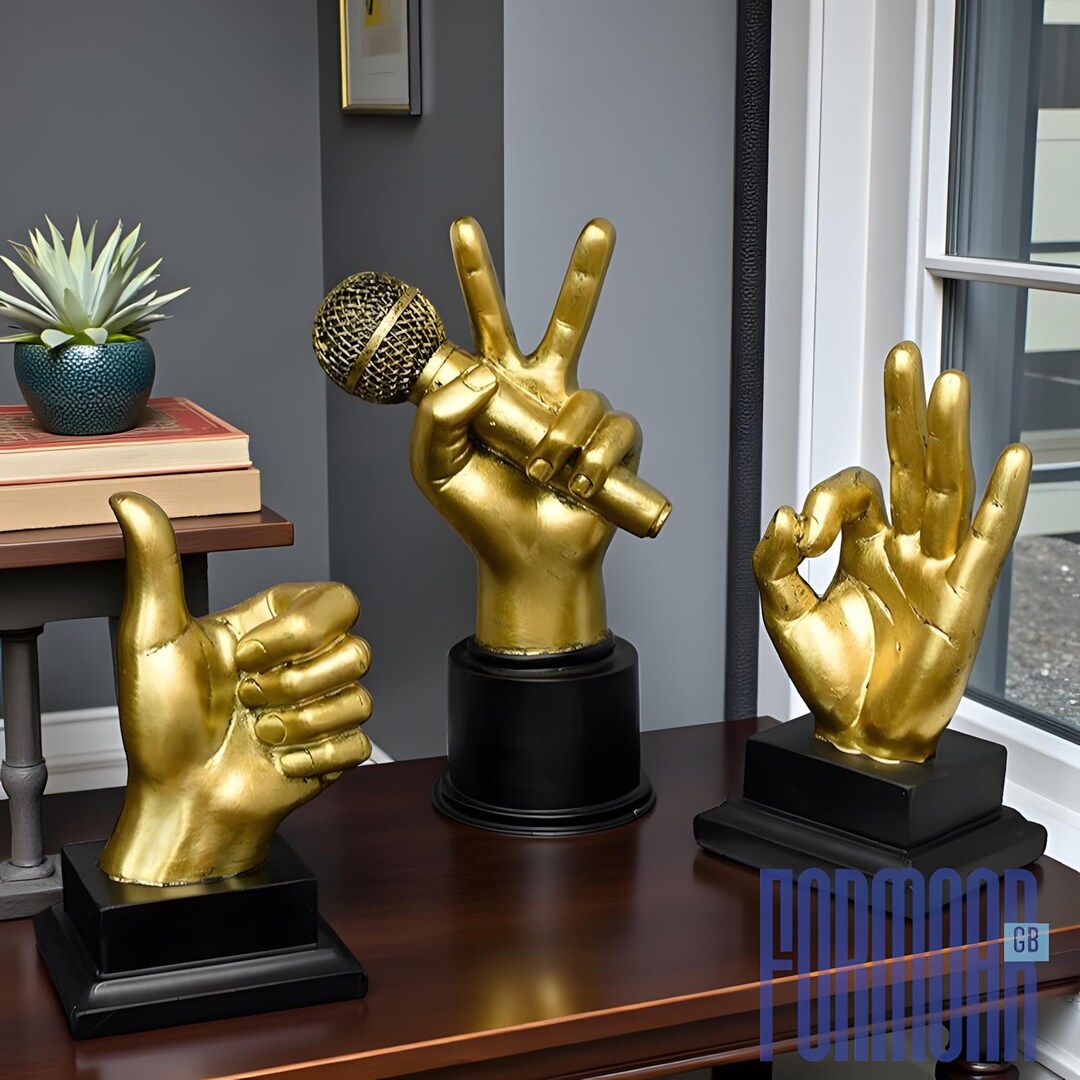 Gold Hand Gesture Sculpture Set- Modern Resin Hand Statue - Etsy