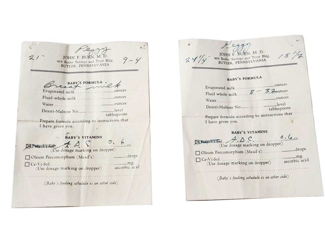 Vintage Baby Formula Prescription Handwritten on Paper Rx for Baby's ...