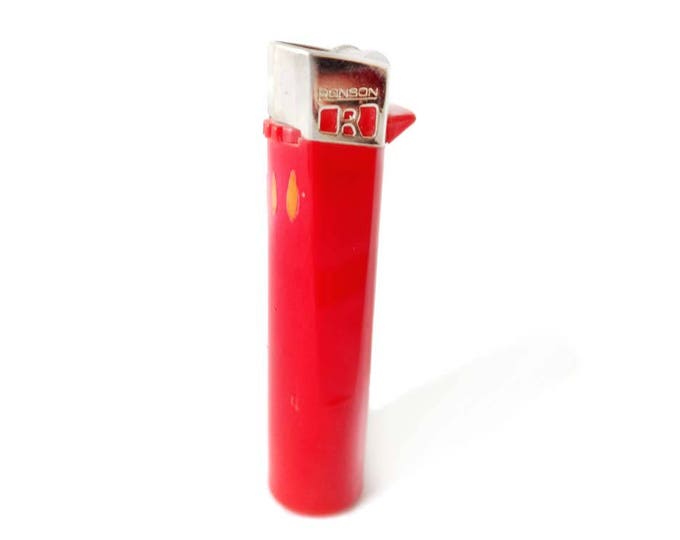 Ronson Ronii Disposable Lighter Butane 1970's Red Plastic Lighter Roni ...