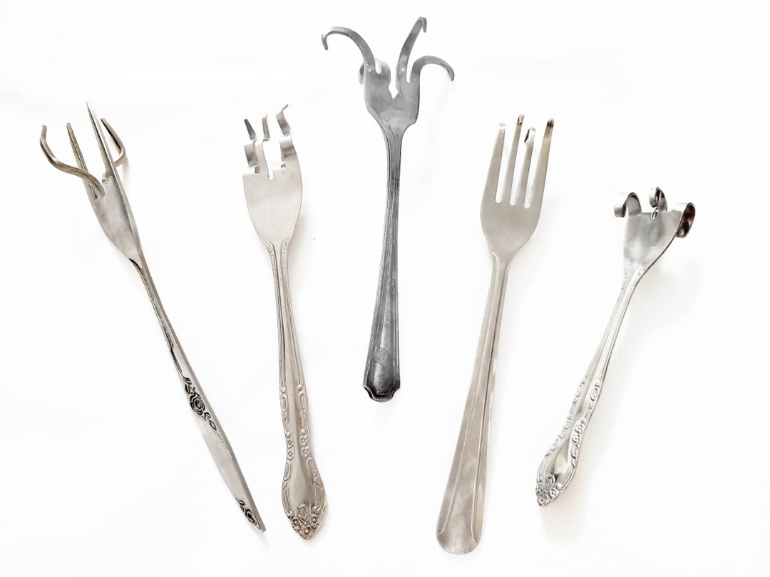 Five Funky Forks Flatware for Fun Crafts With Bent Tines Twisted Curled ...