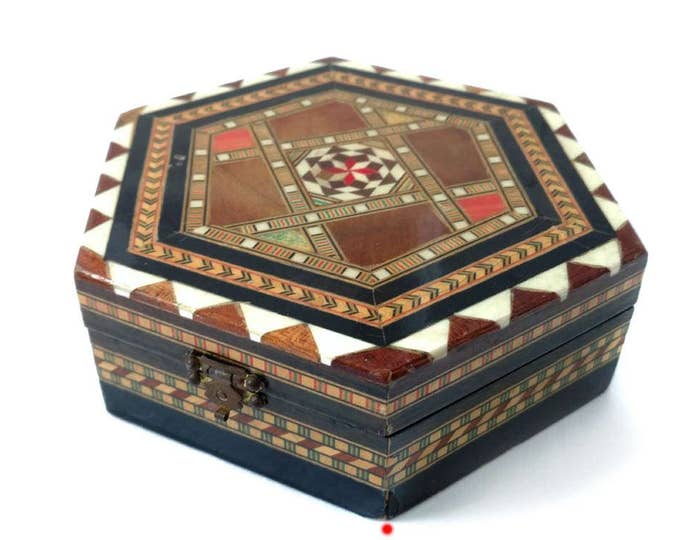 Wooden Box Made in Spain Victor V Molero Inlaid Wood Hexagon Box 6 ...