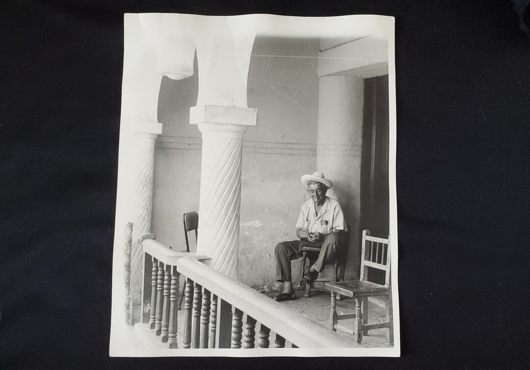 Old Photo of Mexican Man Smoking a Cigarette on Porch Original Tina ...