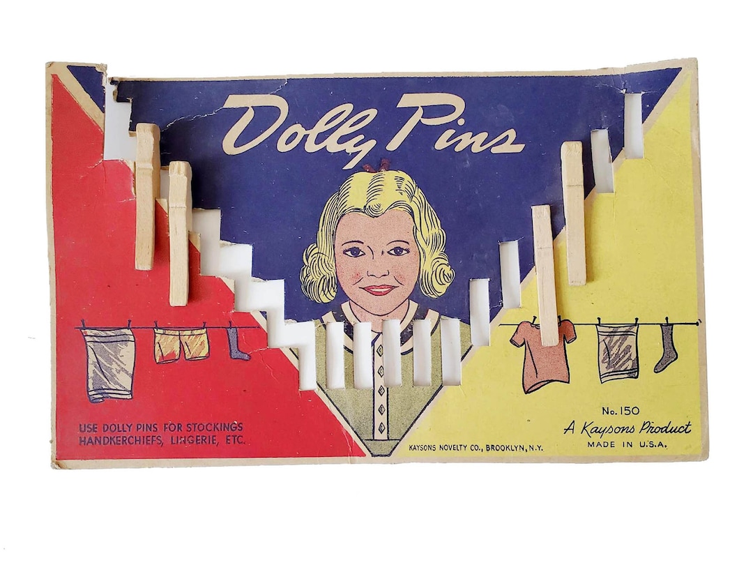 Dolly Pins Wooden Clothespins, A Kaysons Product, No. 150, Made in USA, Kaysons Novelty Co ...