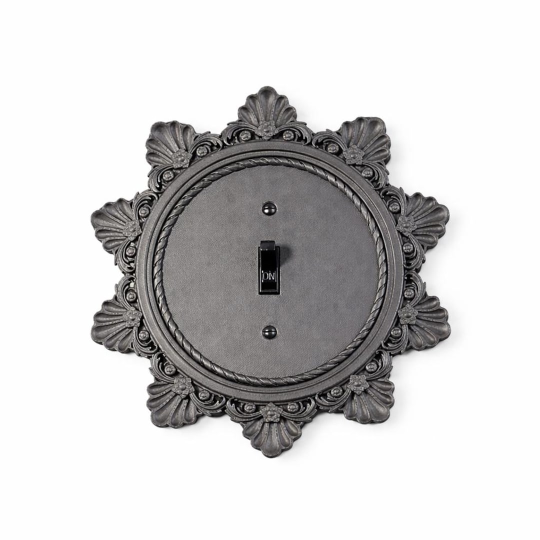Victorian Light Switch Cover Ornate Black Floral Round Wall Plate - Etsy