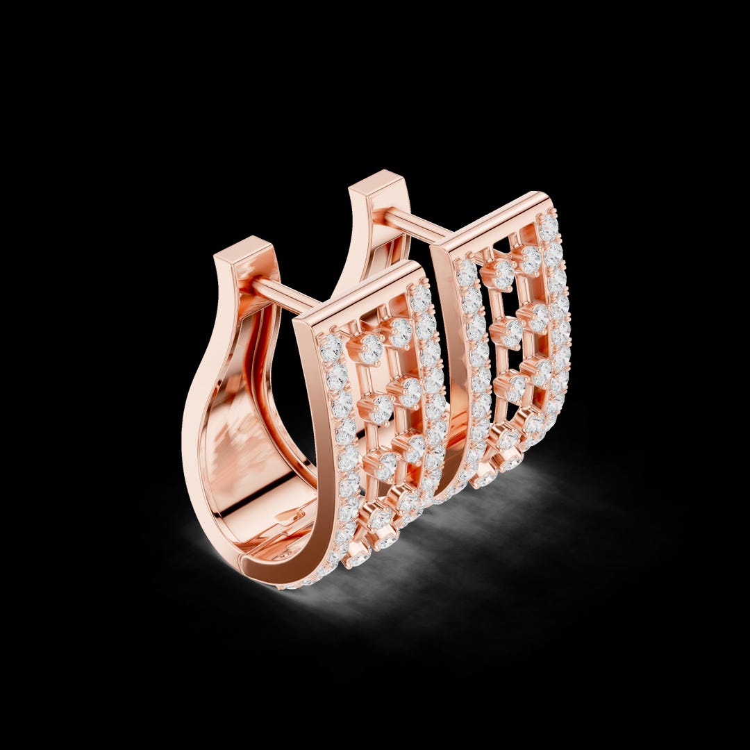 Gold Double Frame Round Cut Lab Grown Diamond Drop Earrings Under 1 ...