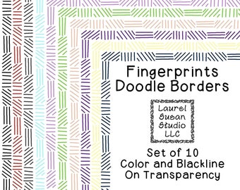 Braces Doodle Borders Clip Art PNG Blackline Included | Etsy