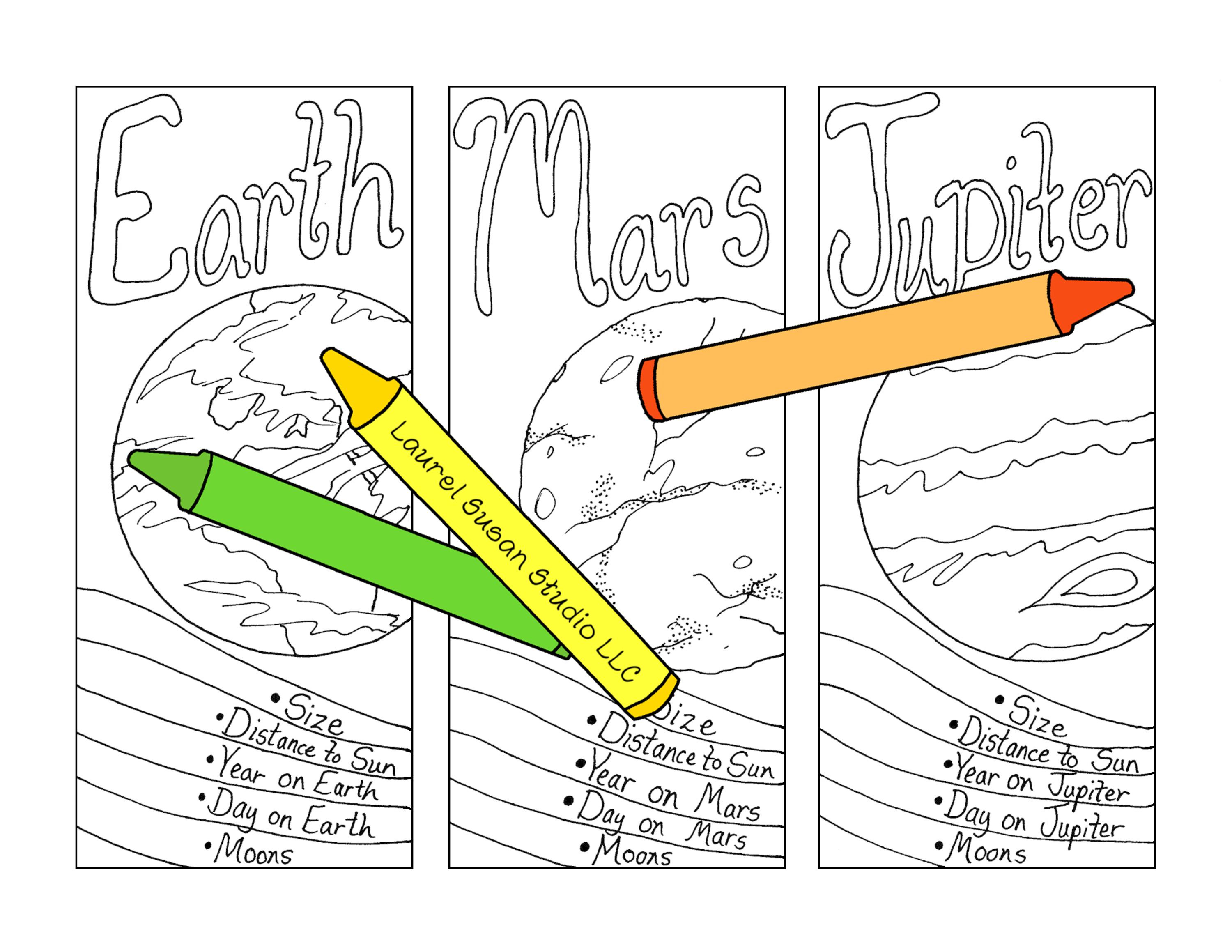 Solar System Bookmarks PDF Printable Coloring Page Activity Space ...
