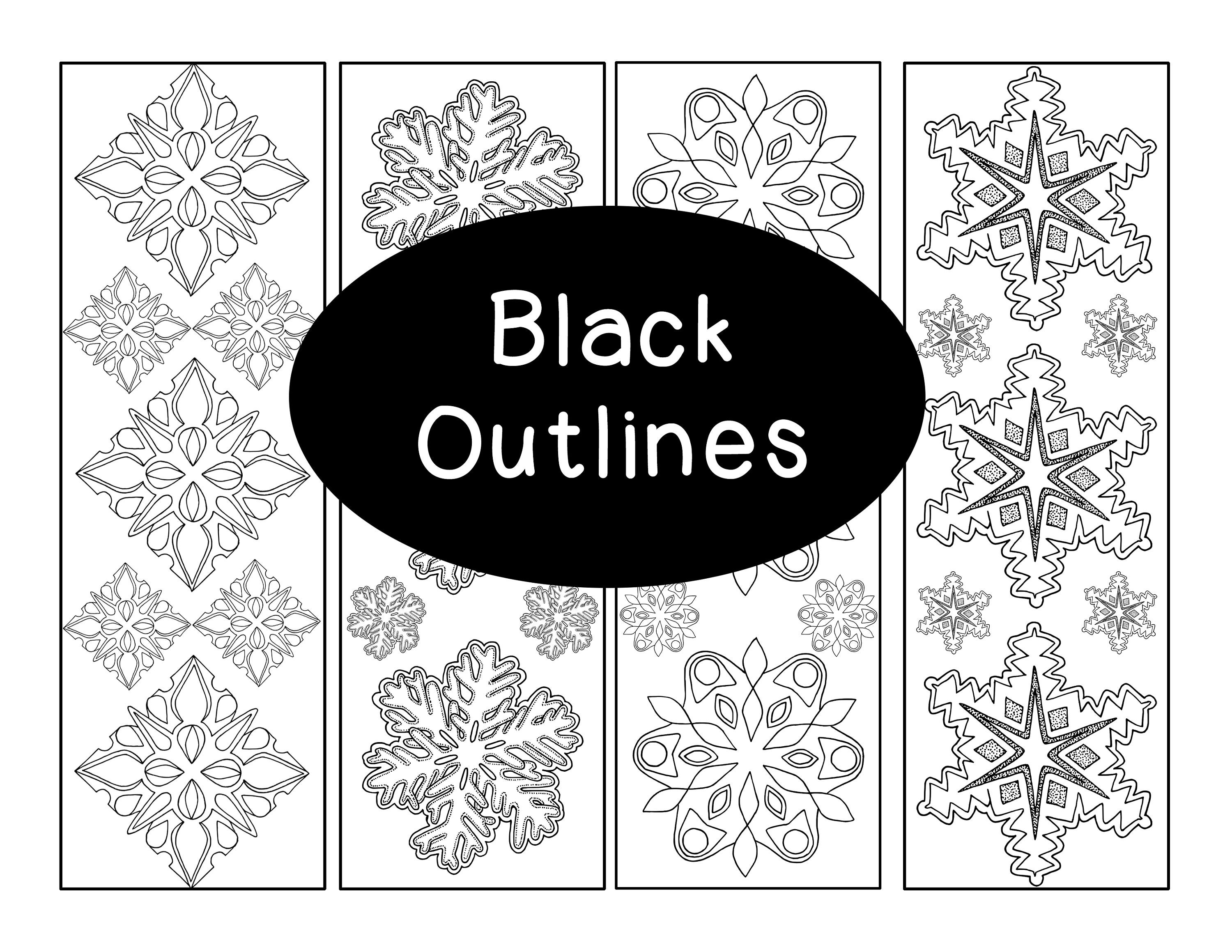 Snowflake Snow Flake Bookmarks PDF Printable Coloring Page, Winter ...